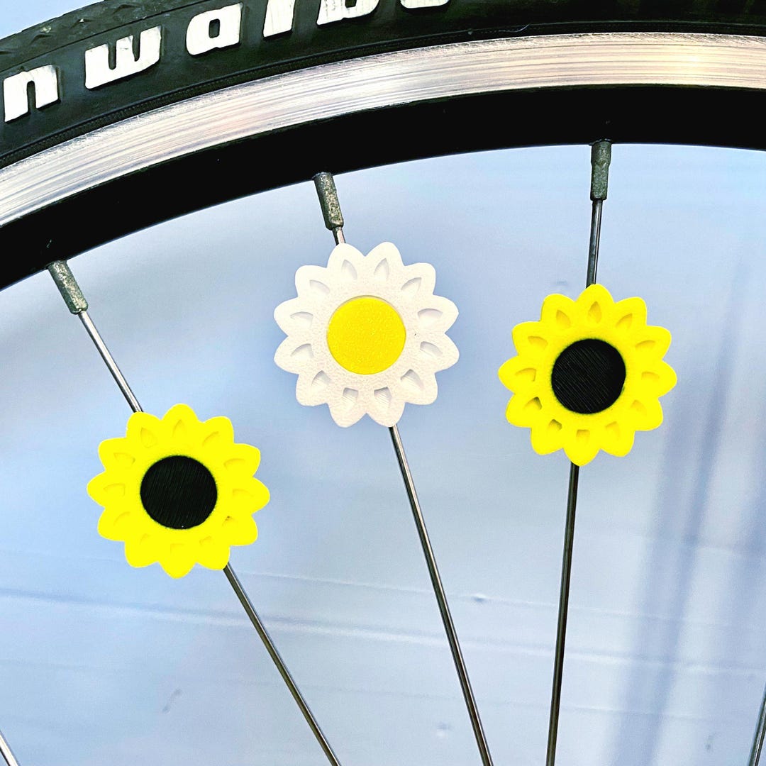 6x Sunflower Bike Spoke Decorations - Daisy Bike Decorations - Flower ...
