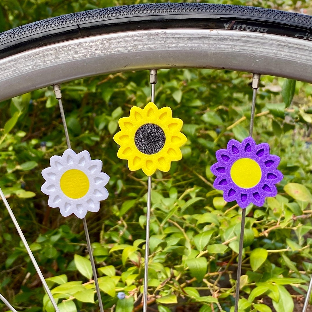 6x Sunflower Bike Spoke Decorations - Daisy Bike Decorations - Flower ...