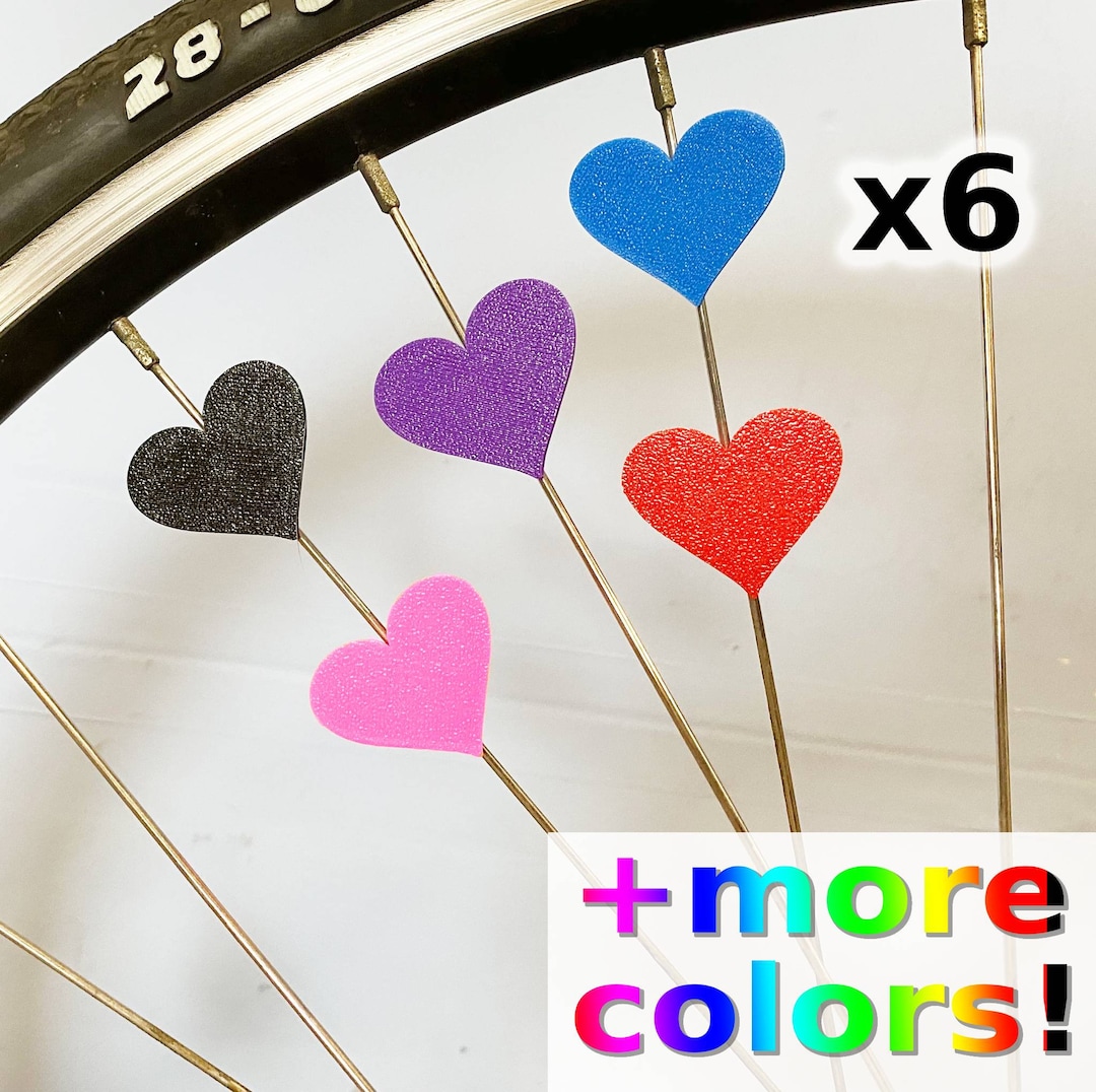 6x Heart Bike Spoke Decorations, Valentines Bicycle Decorations, Cute ...