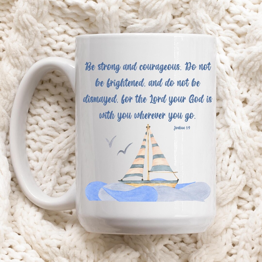 Christian Bible Verse Coffee Mug, 15oz Coffee Cup, Nautical Sailboat ...