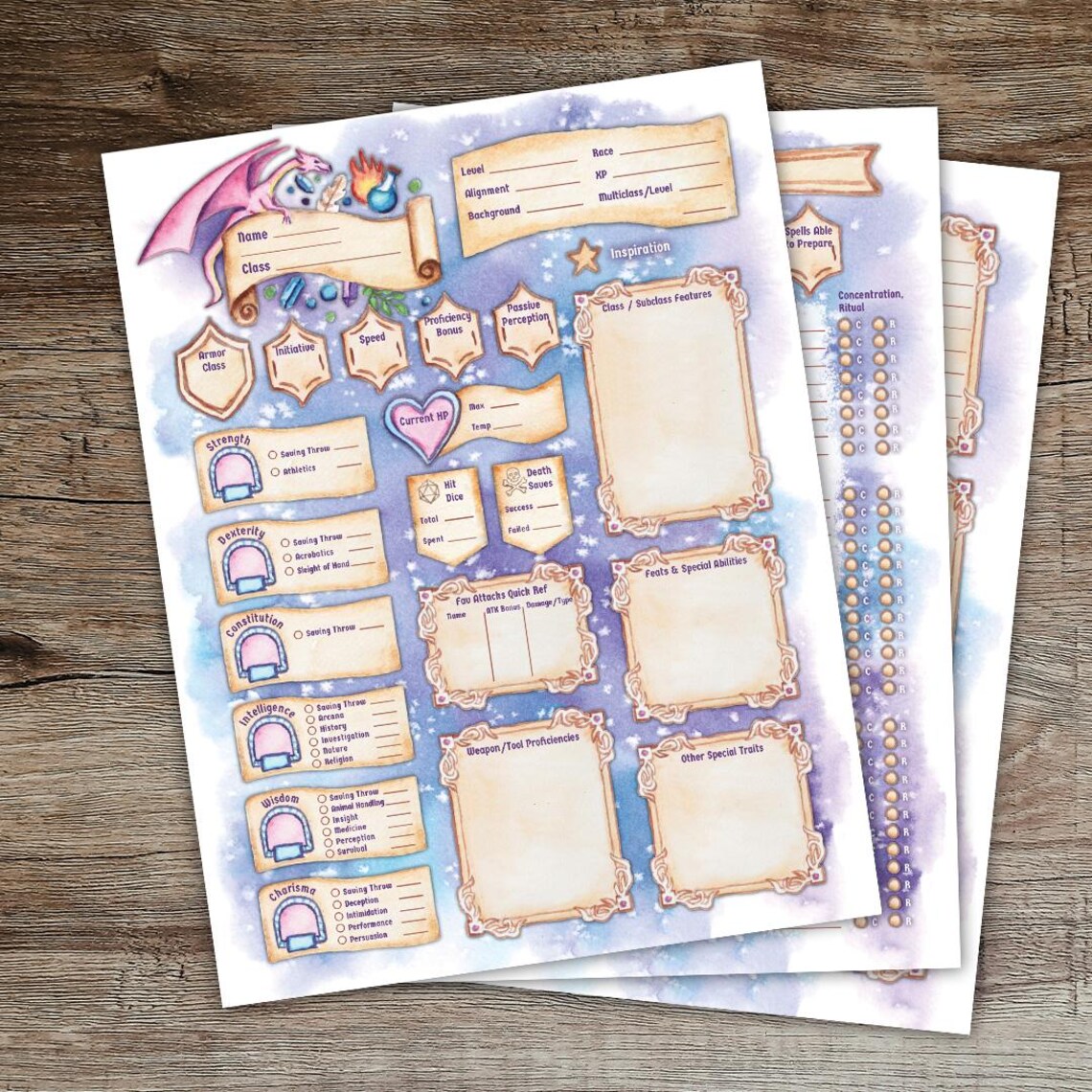 Dnd Character Sheet 5e - Printable Fillable Form - Etsy Canada