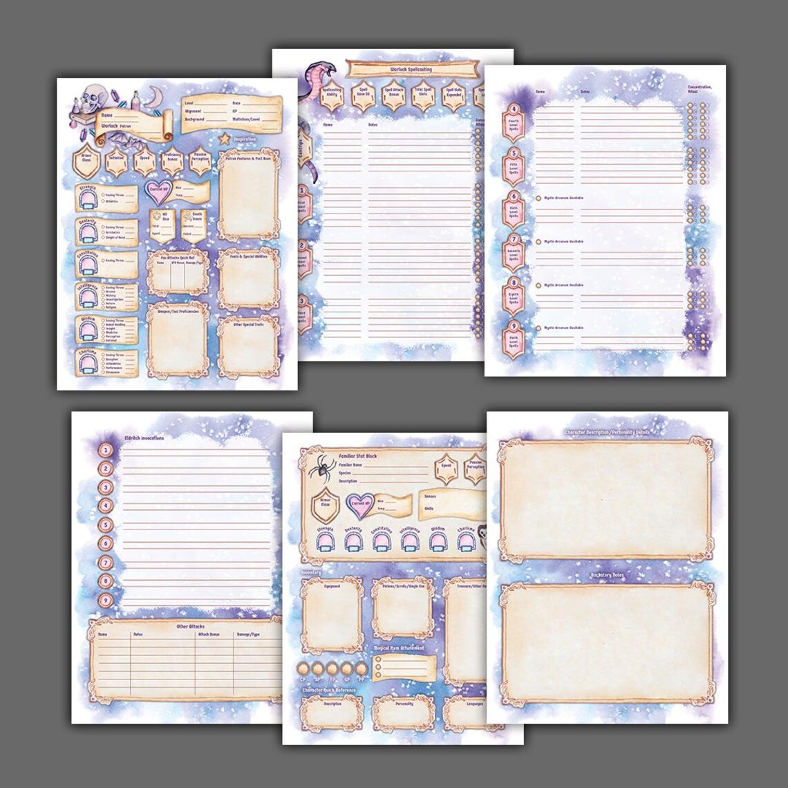 Warlock Character Sheet - Dnd 5e - Printable Fillable Form - Etsy