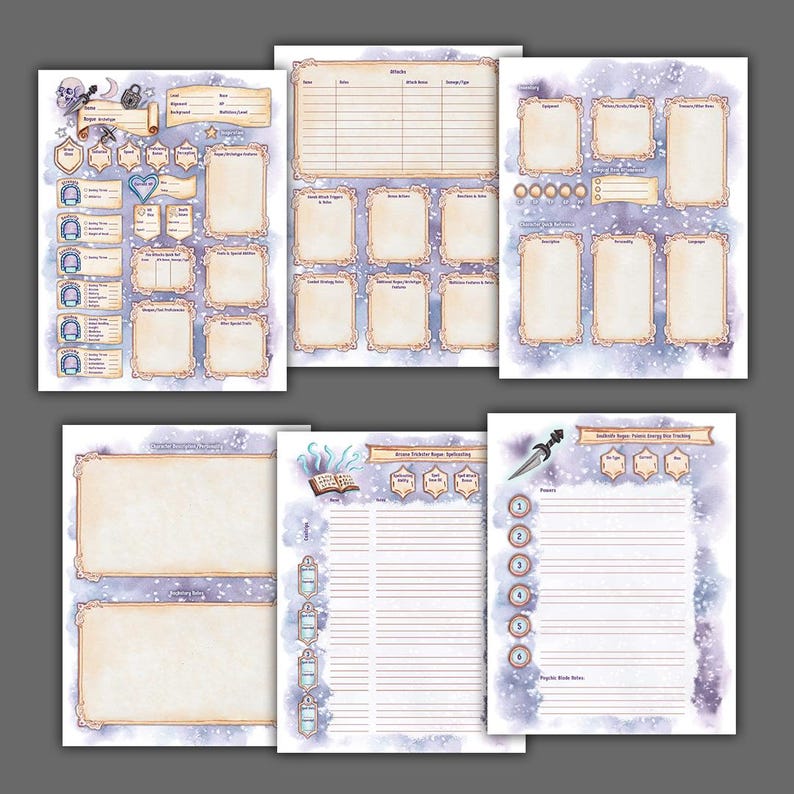 Rogue Character Sheet - Dnd 5e - Printable Fillable Form - Etsy