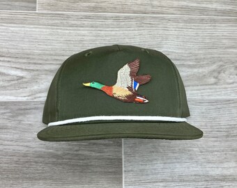 Mallard Duck Patch on White Retro Hat W/black Rope - Etsy