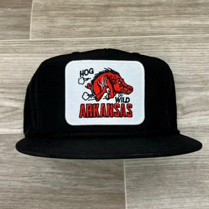 Retro Hog Wild Arkansas Razorback Patch on Black Retro Poly Rope Hat - Etsy