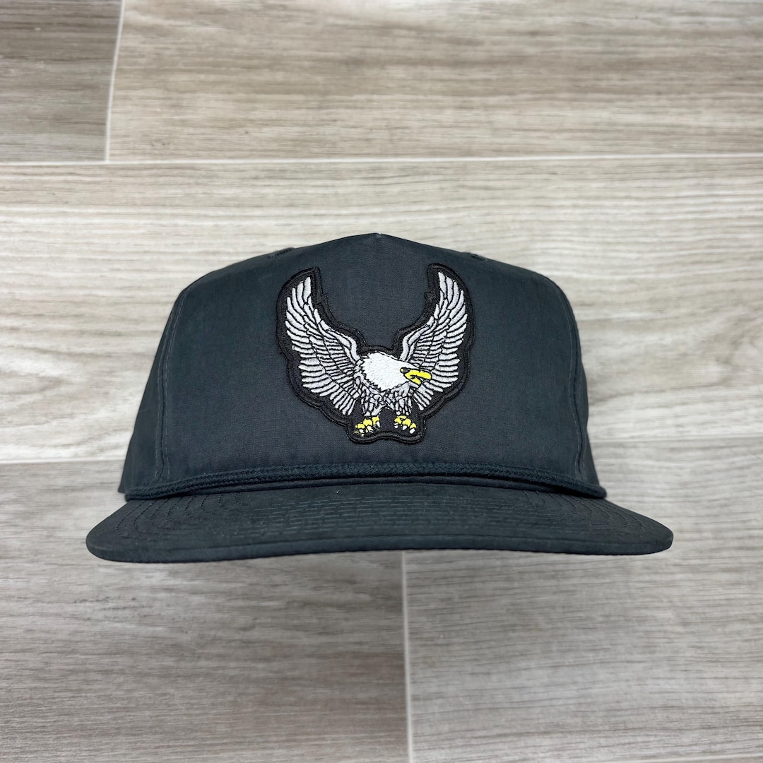Screaming Eagle / Biker Patch on Dark Charcoal Retro Rope Hat - Etsy