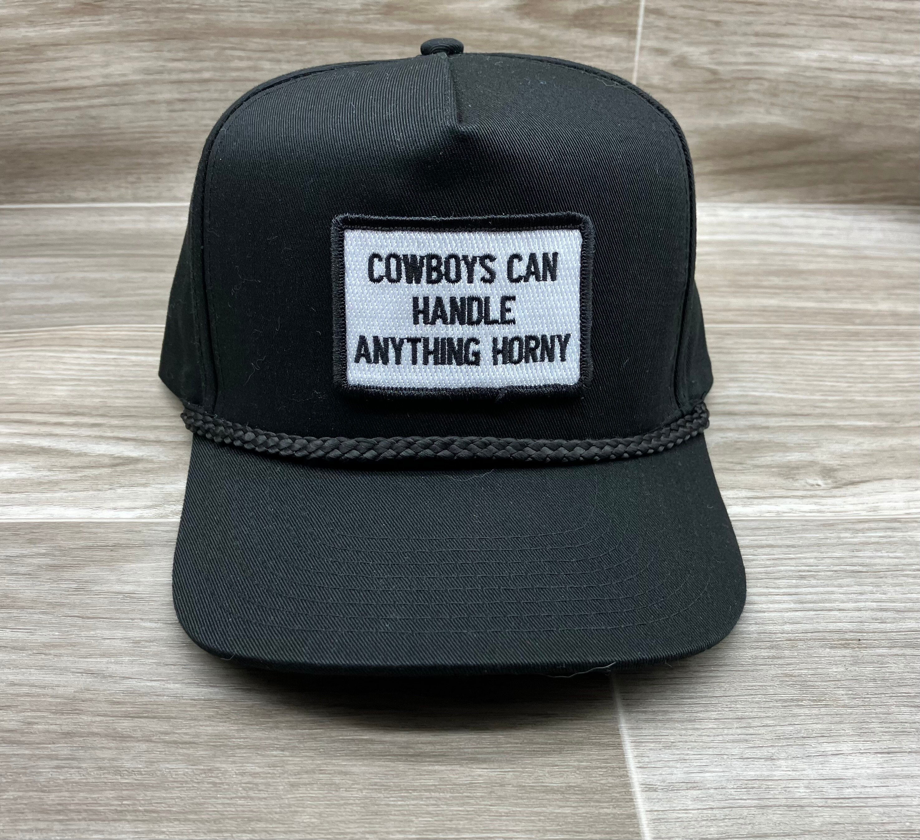 Cowboys Can Handle Anything Horny B&W Patch on Black Retro - Etsy