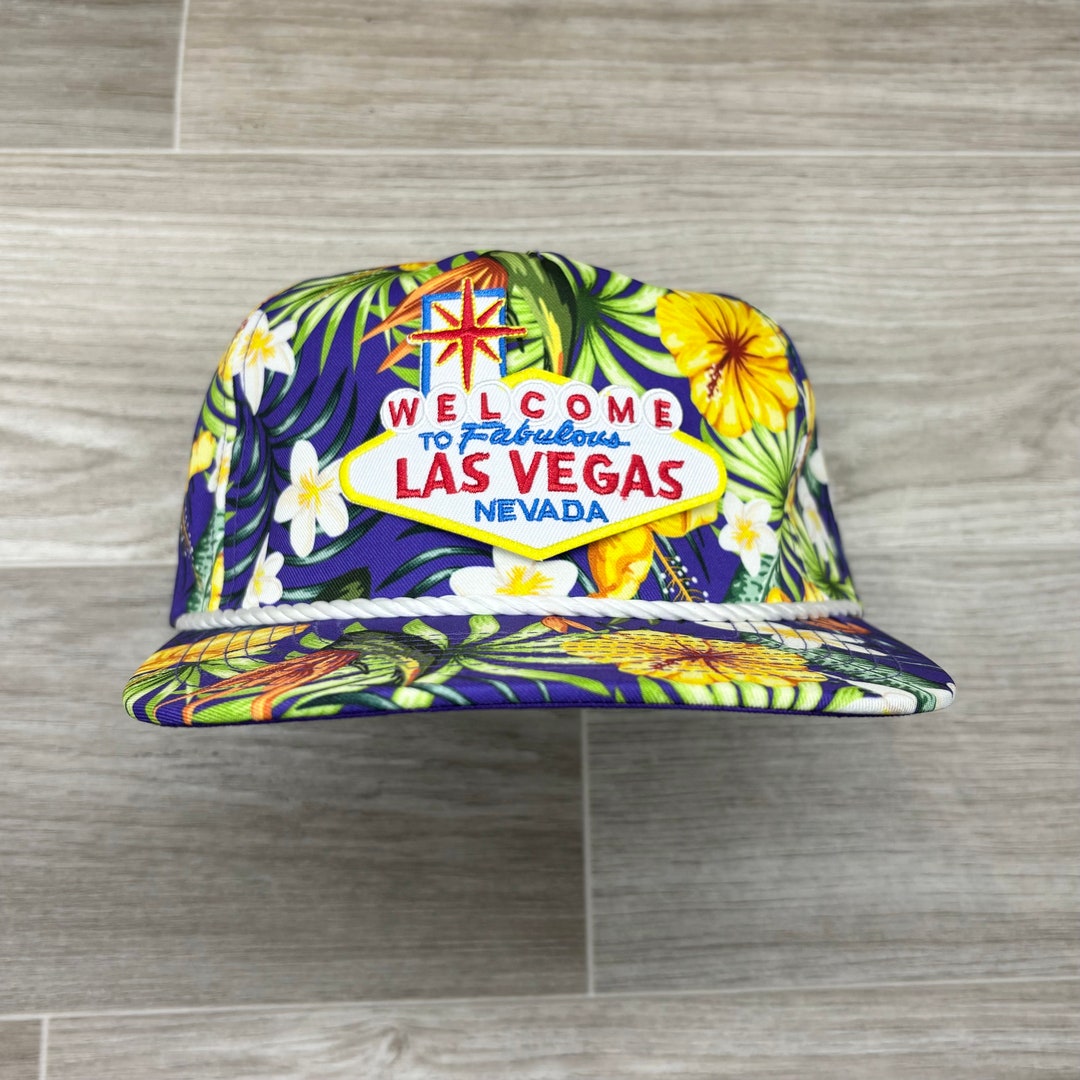 Las Vegas on Purple Hawaiian Retro Rope Hat W/leather Strap Back - Etsy