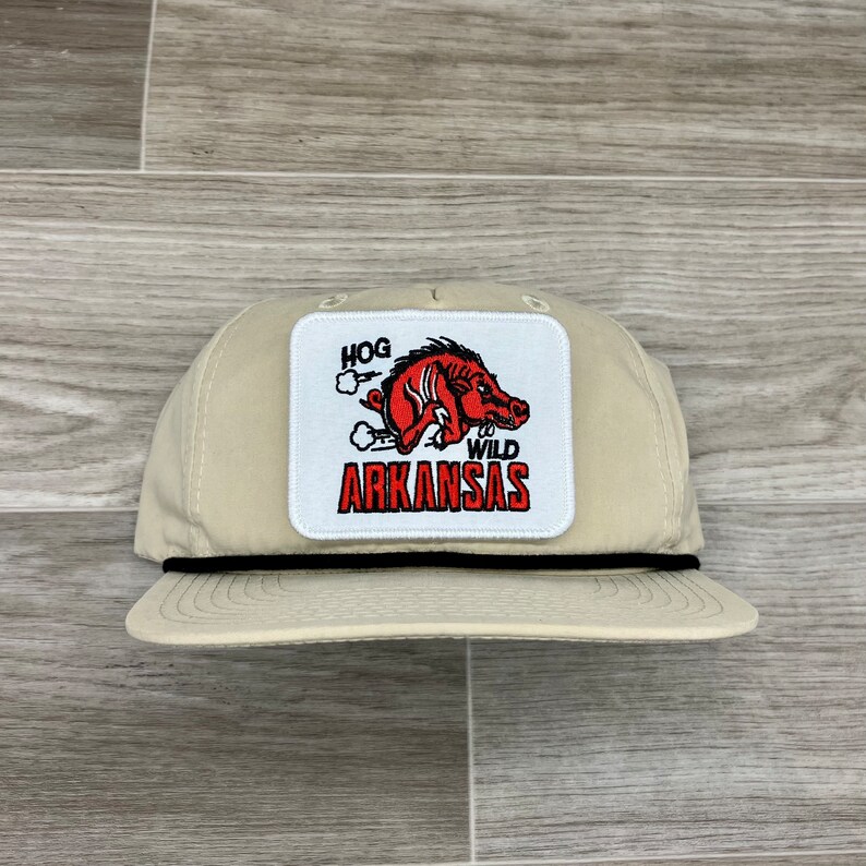 Retro Hog Wild Arkansas Razorback Patch on Retro Rope Hat - Etsy