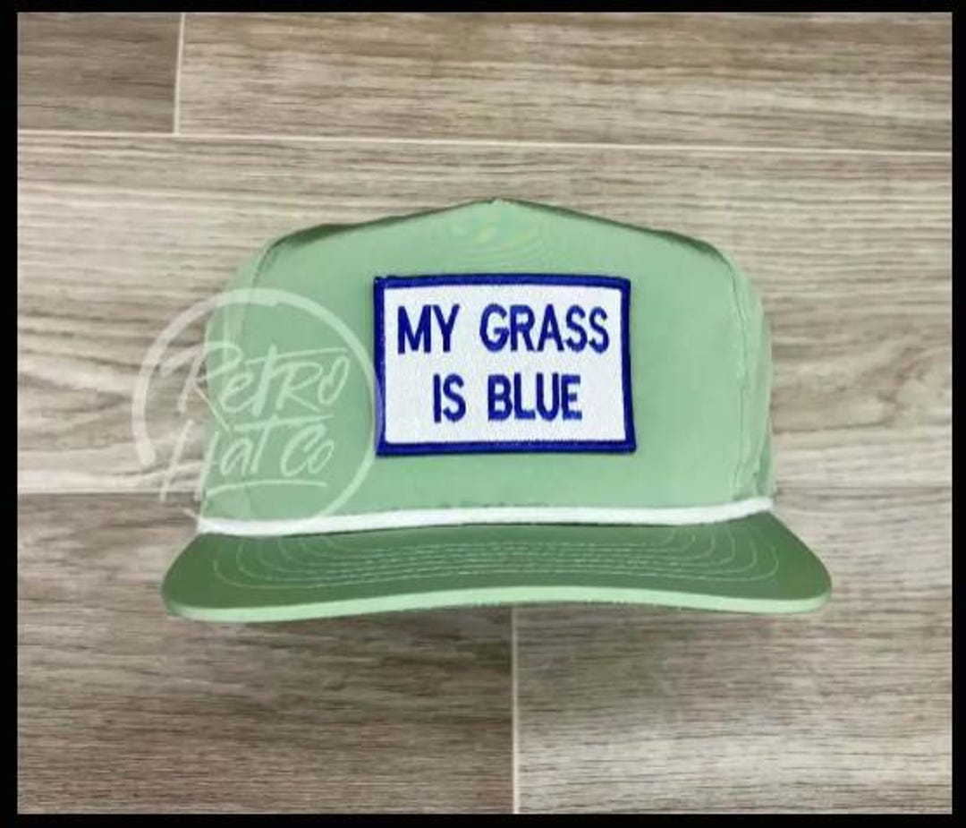 My Grass is Blue on Green Poly Retro Rope Hat - Etsy