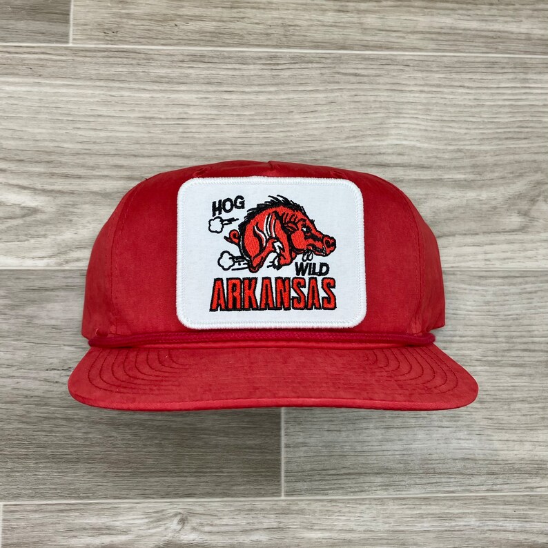 Retro Hog Wild Arkansas Razorback Patch on Retro Rope Hat - Etsy