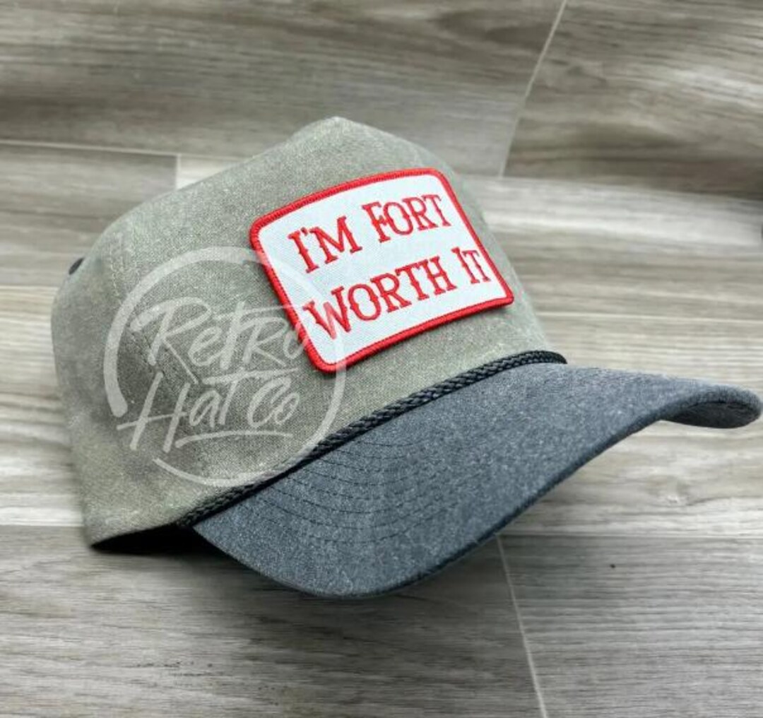 Forth Worth It Patch on Stonewashed Sand/charcoal 2-tone Retro Rope Hat ...