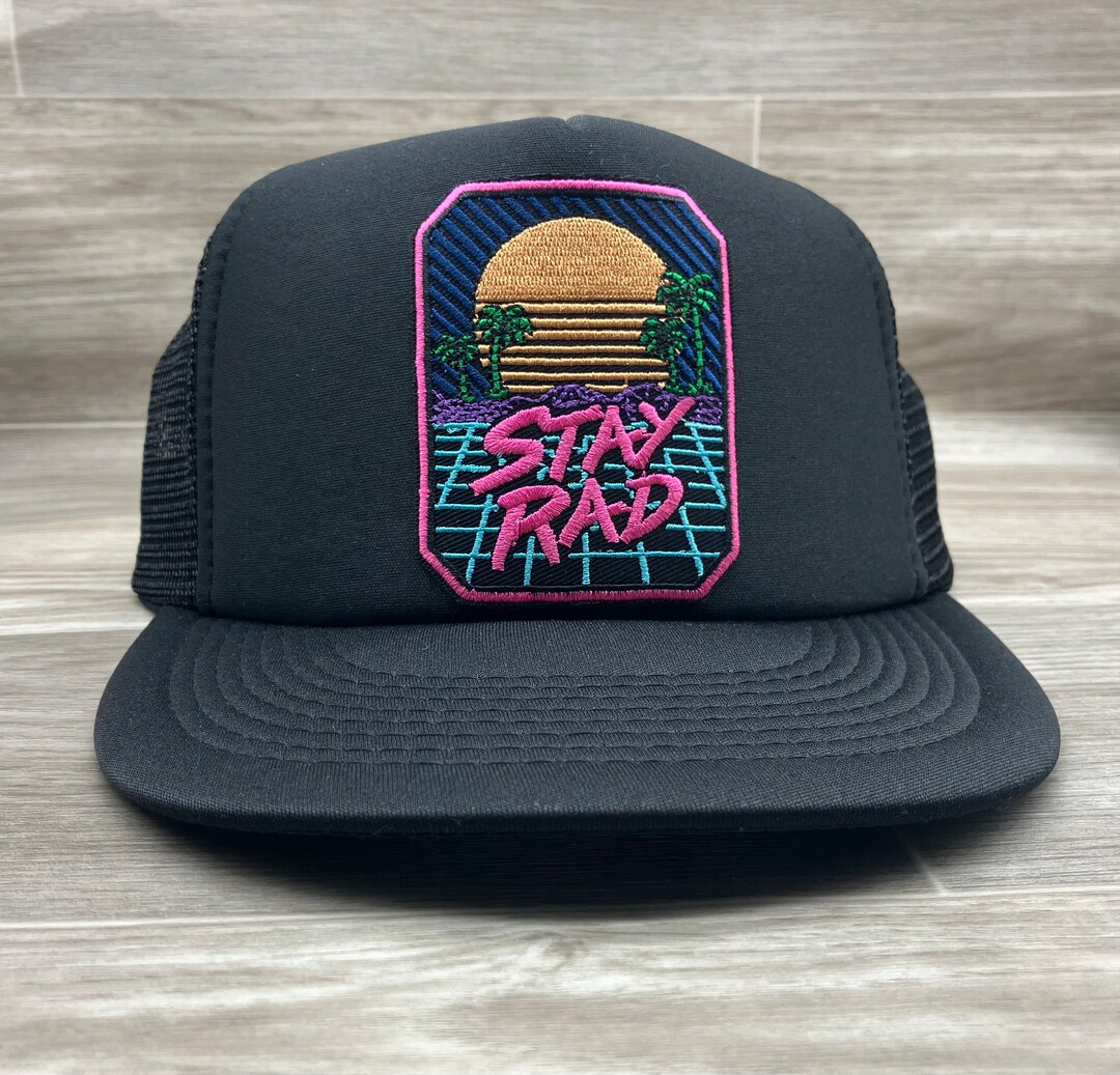 Stay Rad Sunset on Black Meshback Trucker Hat - Etsy