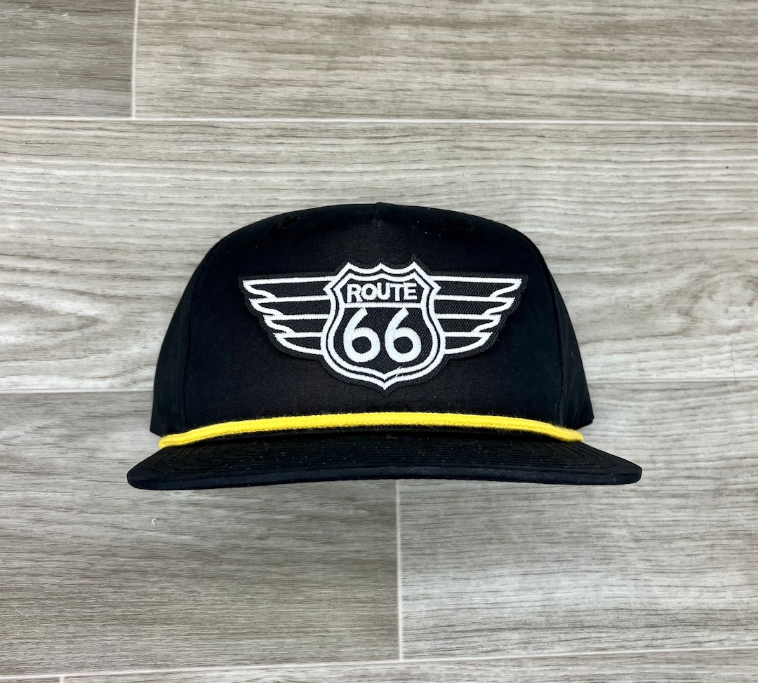 Route 66 Wing Patch on Black Retro Hat W/yellow Rope - Etsy