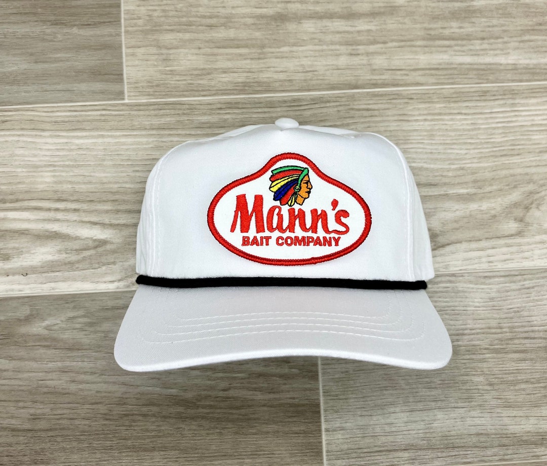 Mann's Bait Co. on White Retro Hat W/black Rope - Etsy