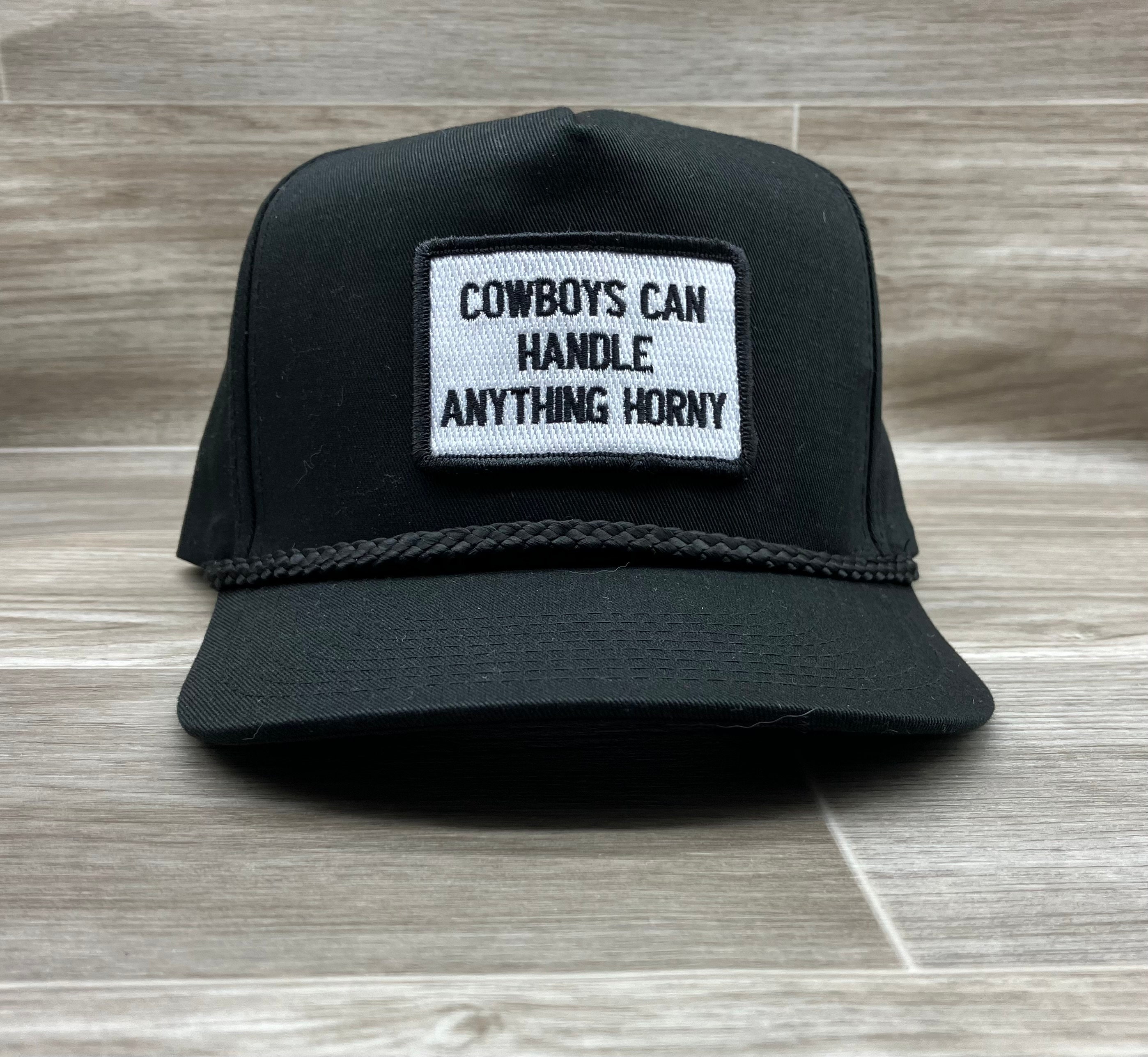 Cowboys Can Handle Anything Horny B&W Patch on Black Retro - Etsy