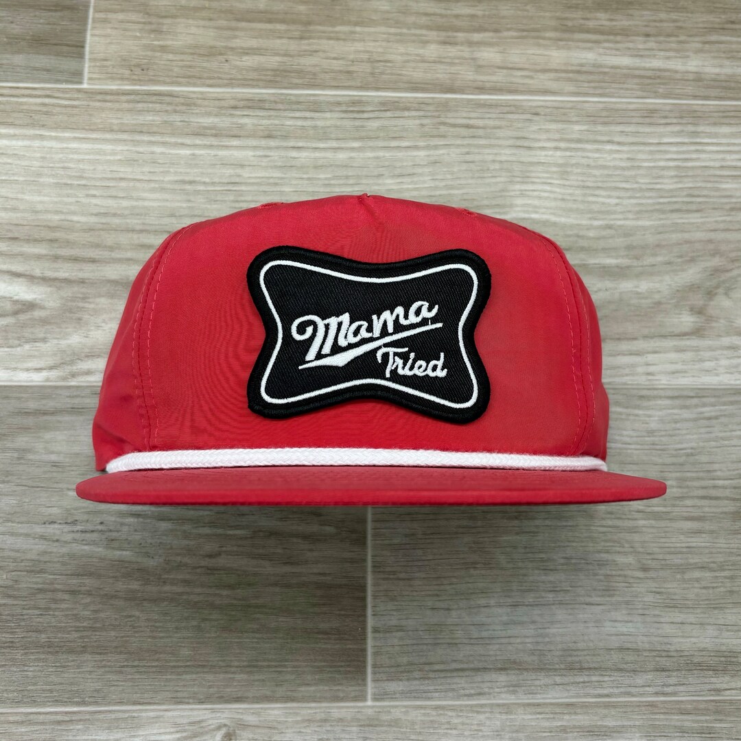 Mama Tried Patch on Red Poly Retro Rope Hat - Etsy