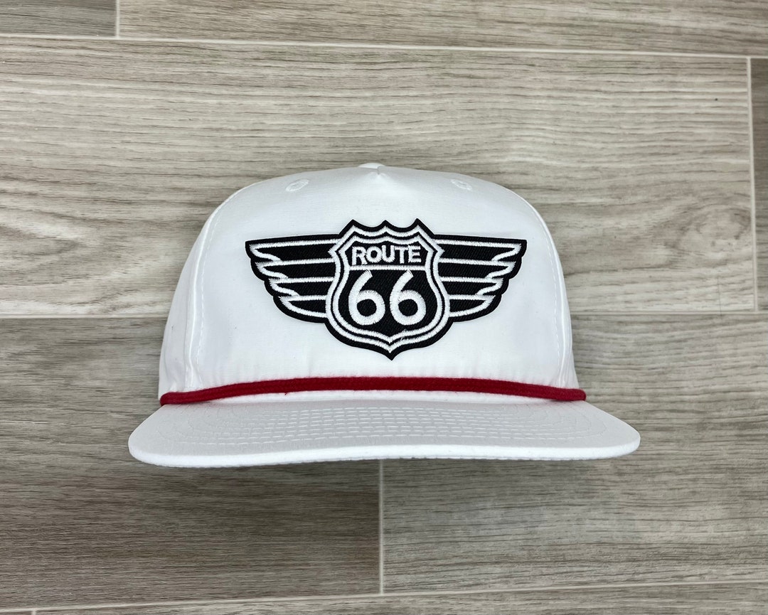 Route 66 Wing Patch on White Retro Hat W/red Rope - Etsy