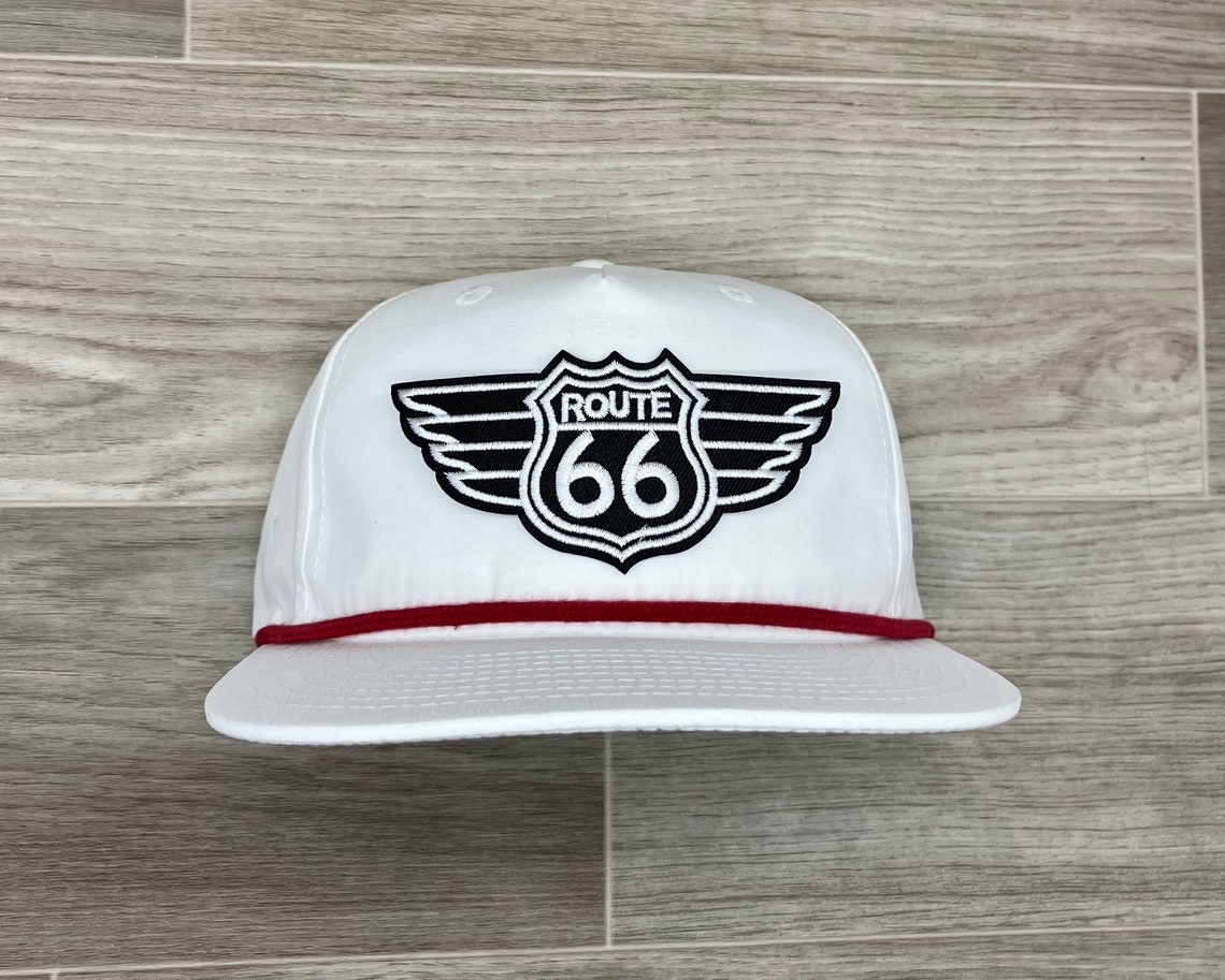 Route 66 Wing Patch on White Retro Hat W/red Rope - Etsy