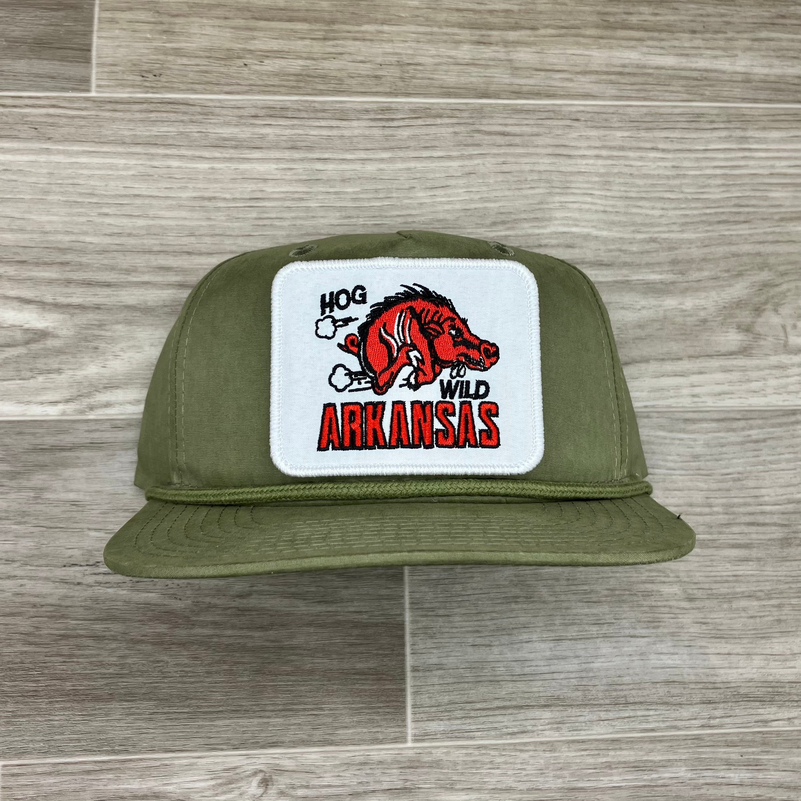 Retro Hog Wild Arkansas Razorback Patch on Retro Rope Hat - Etsy