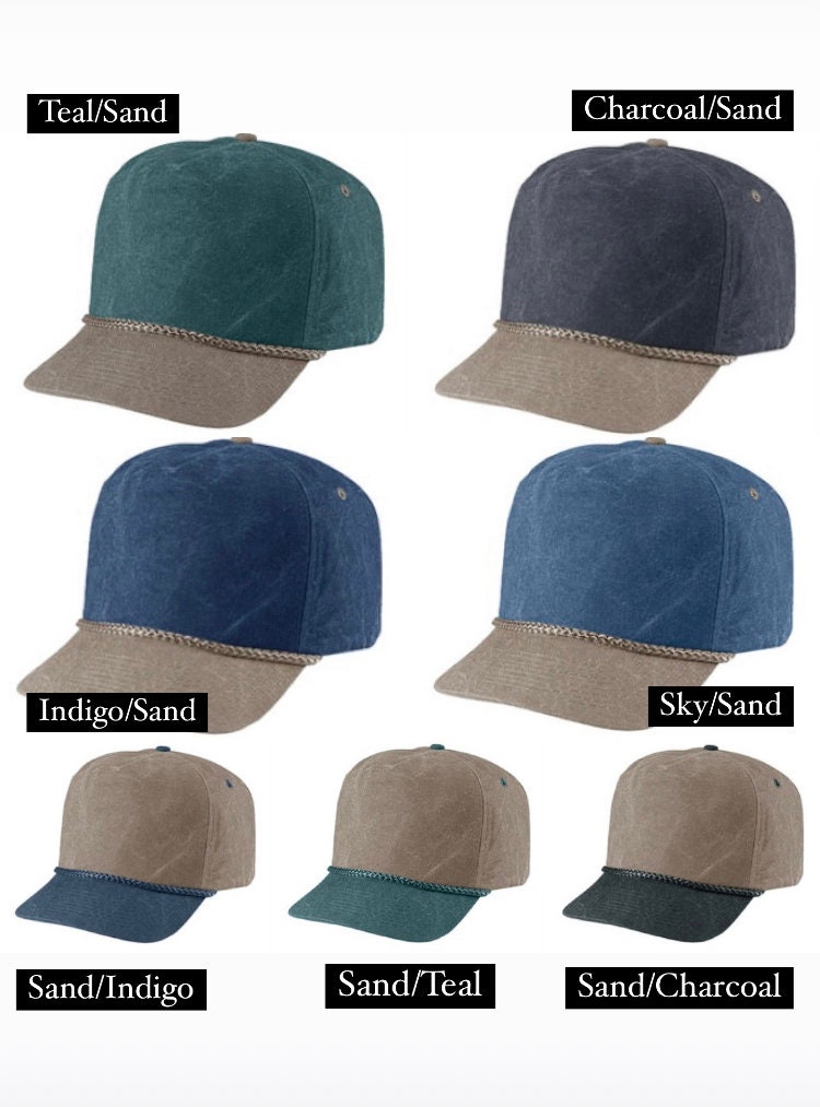 Blank Two-tone Stonewashed Canvas Retro Rope Hat - Etsy