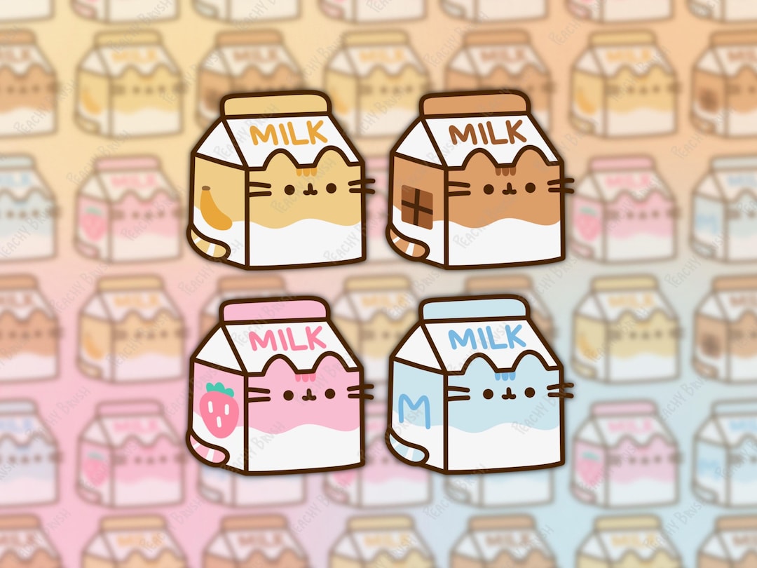 Kawaii Cat Pusheen Milk Carton Sticker Pack Cute Aesthetic Stickers - Etsy
