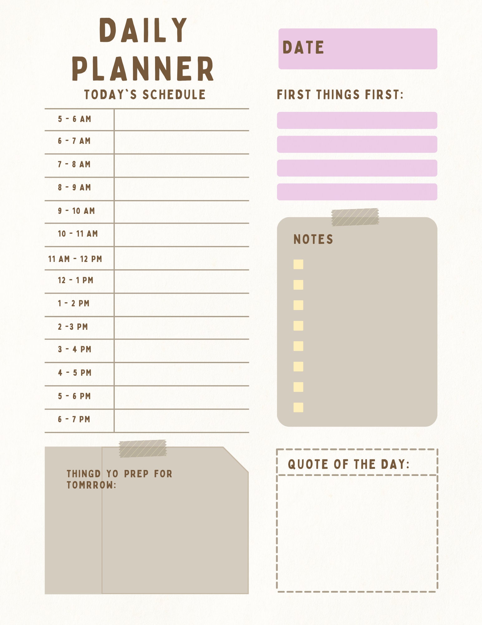 DAILY PLANNER Digital Download - Etsy