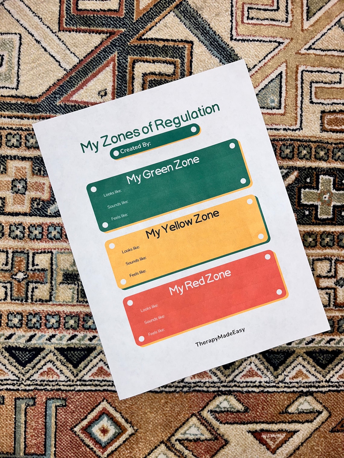 My Zones of Regulation: Printable, Instant Download Worksheet - Etsy