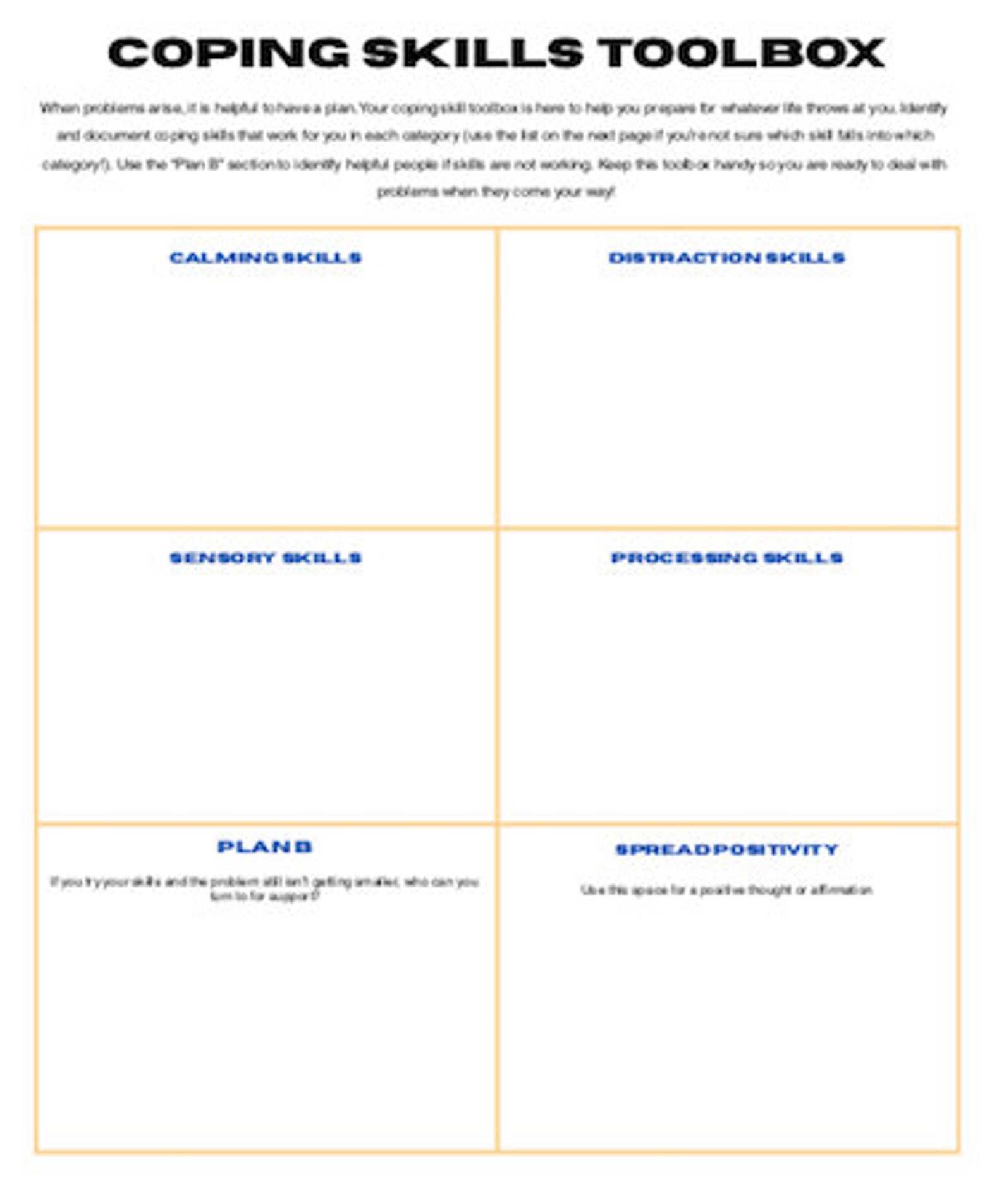 Coping Skill Toolbox - Etsy