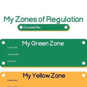 My Zones of Regulation: Printable, Instant Download Worksheet - Etsy
