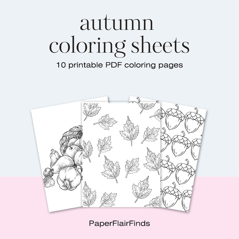 10 Coloring Pages, Fall Coloring Pages, Autumn Coloring Pages, Kids ...