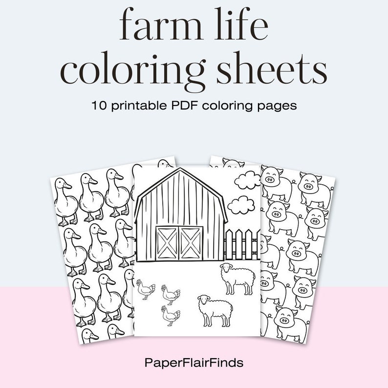 Farm Animal Coloring Pages | Kids Coloring Pages | Farm Life - Etsy