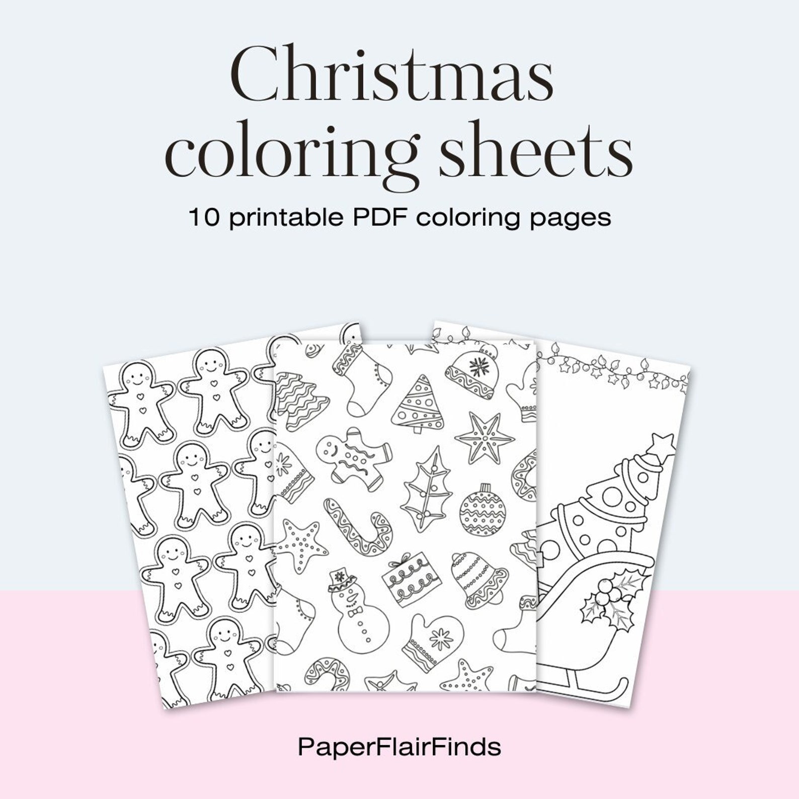 10 Coloring Pages, Christmas Coloring Pages, Winter Coloring Book - Etsy