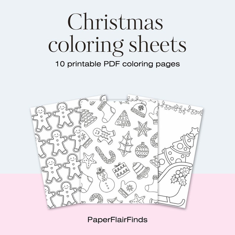 10 Coloring Pages, Christmas Coloring Pages, Winter Coloring Book - Etsy