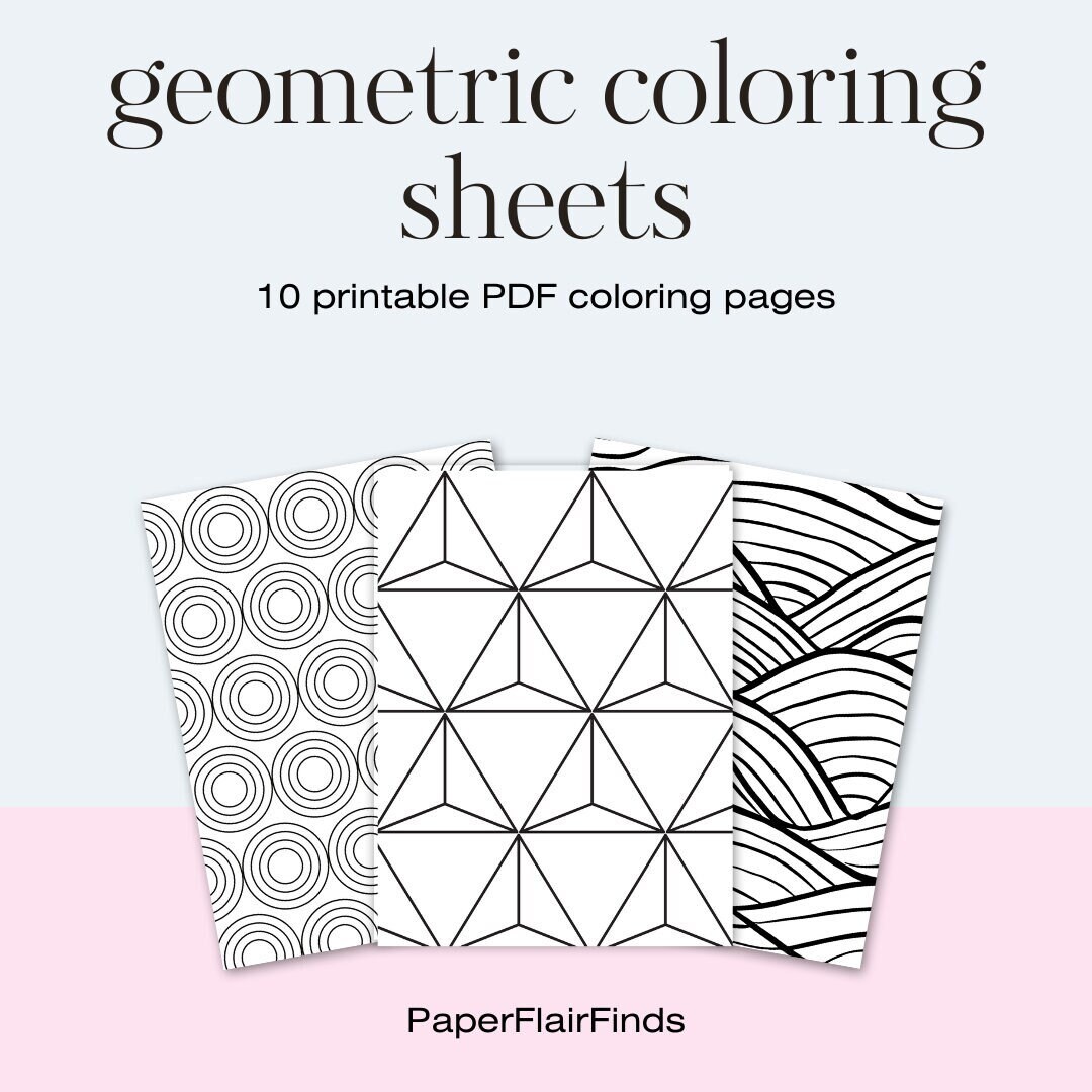 10 Coloring Pages, Adult Coloring Pages, Geometric Coloring Pages - Etsy