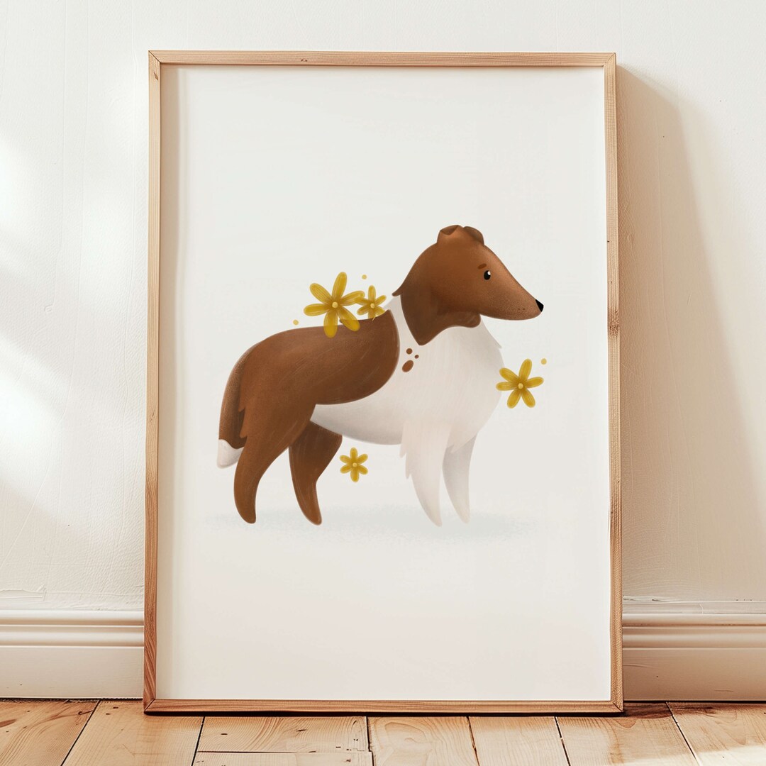 Daisy Dogs | Collie Art Print - Etsy