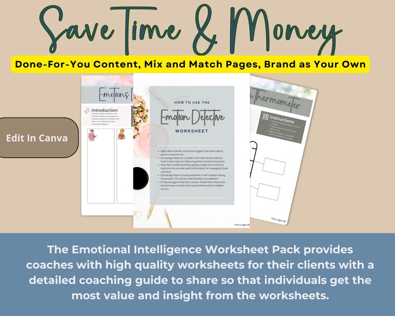 Emotional Intelligence Worksheet Template Life Coach Done for You ...