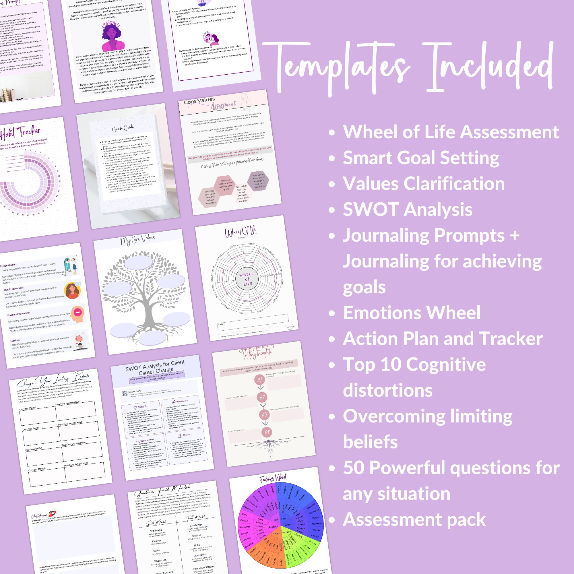 Life Coaching Template Bundle: Canva Workbook, Journal Prompts (digital ...