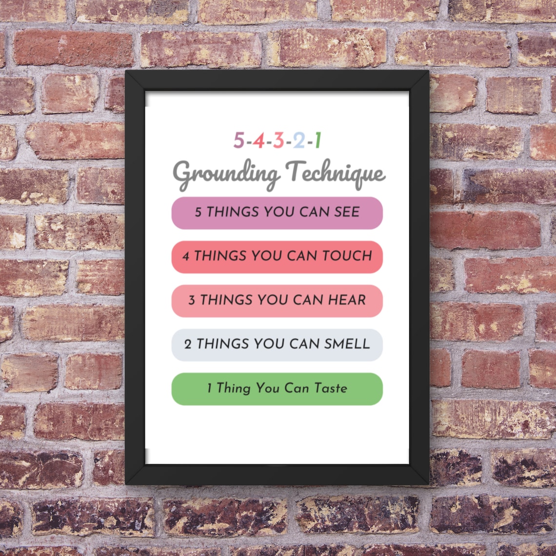 54321 Grounding Technique Poster Therapist Office Decor Coach Counselor Decor Therapist Office ...