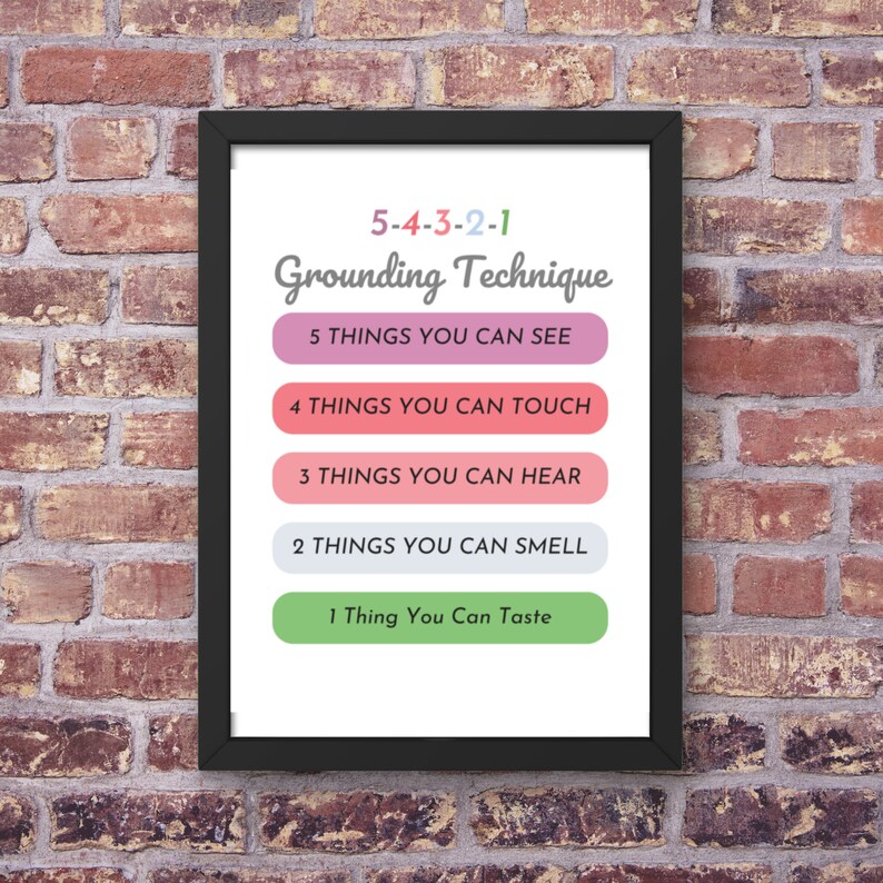 54321 Grounding Technique Poster: Therapist Office Decor (digital ...