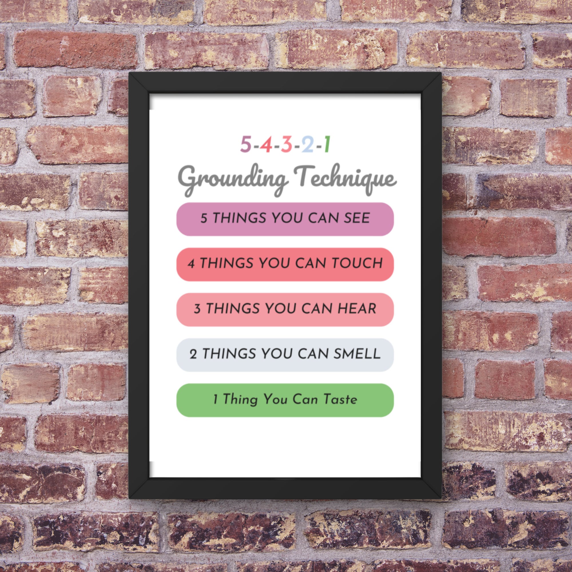 54321 Grounding Technique Poster Therapist Office Decor Coach Counselor ...