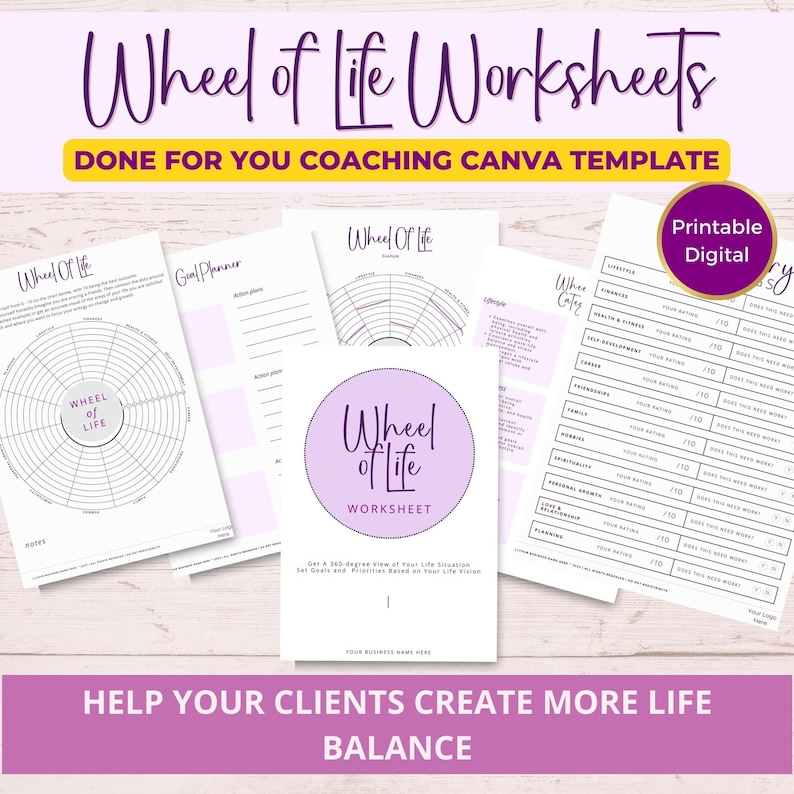 Wheel of Life Coaching Template: Life Balance, Goal Setting (canva ...