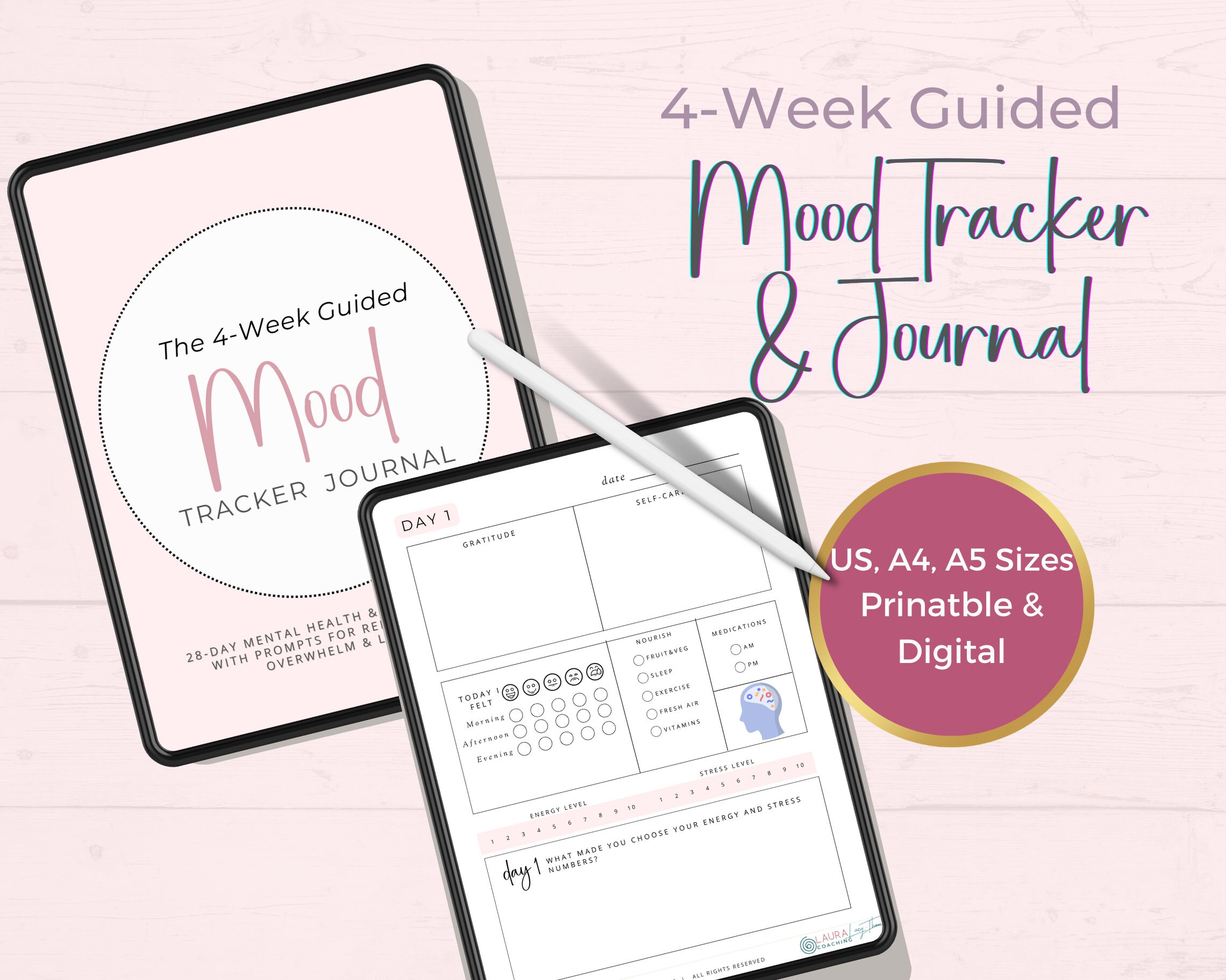 Mood Tracker Journal Mood Tracker Self Care Journal Self-love Planner ...