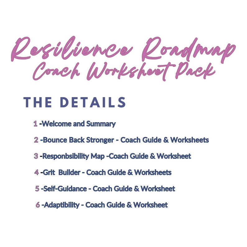 Resilience Roadmap Coach Worksheet Done for You Life Coach Content ...