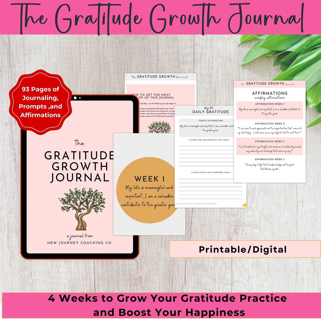 30 Day Gratitude Journal Printable Journal Prompts Affirmations Daily ...