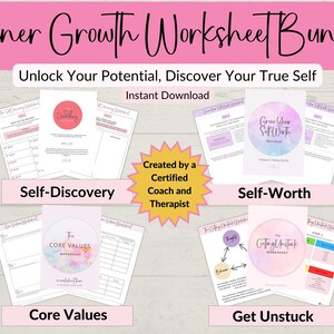 Self-growth Worksheet Bundle Self-esteem Worksheet Core Values ...