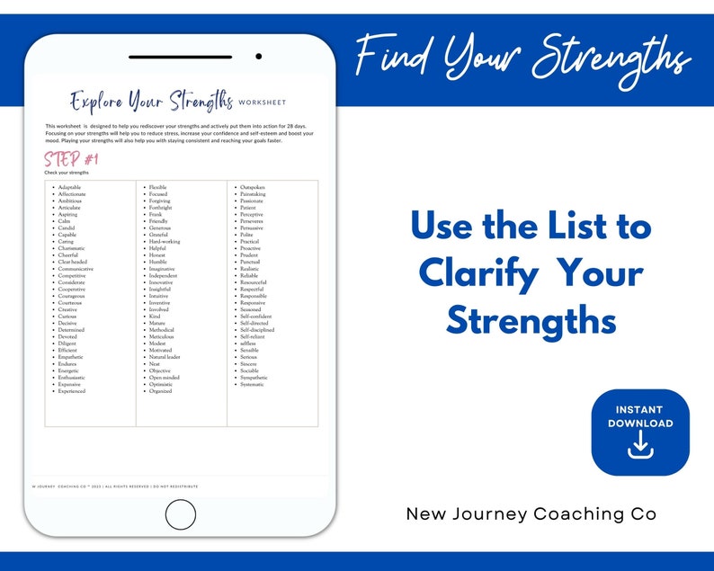 Strengths Assessment Worksheet: Self-discovery & Goal Setting (digital ...