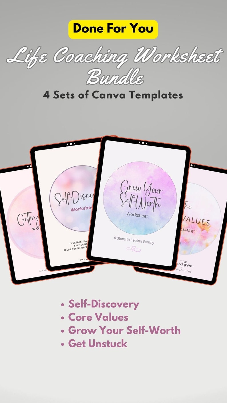 Done for You Coach Worksheet Bundle Canva Template Self-growth ...