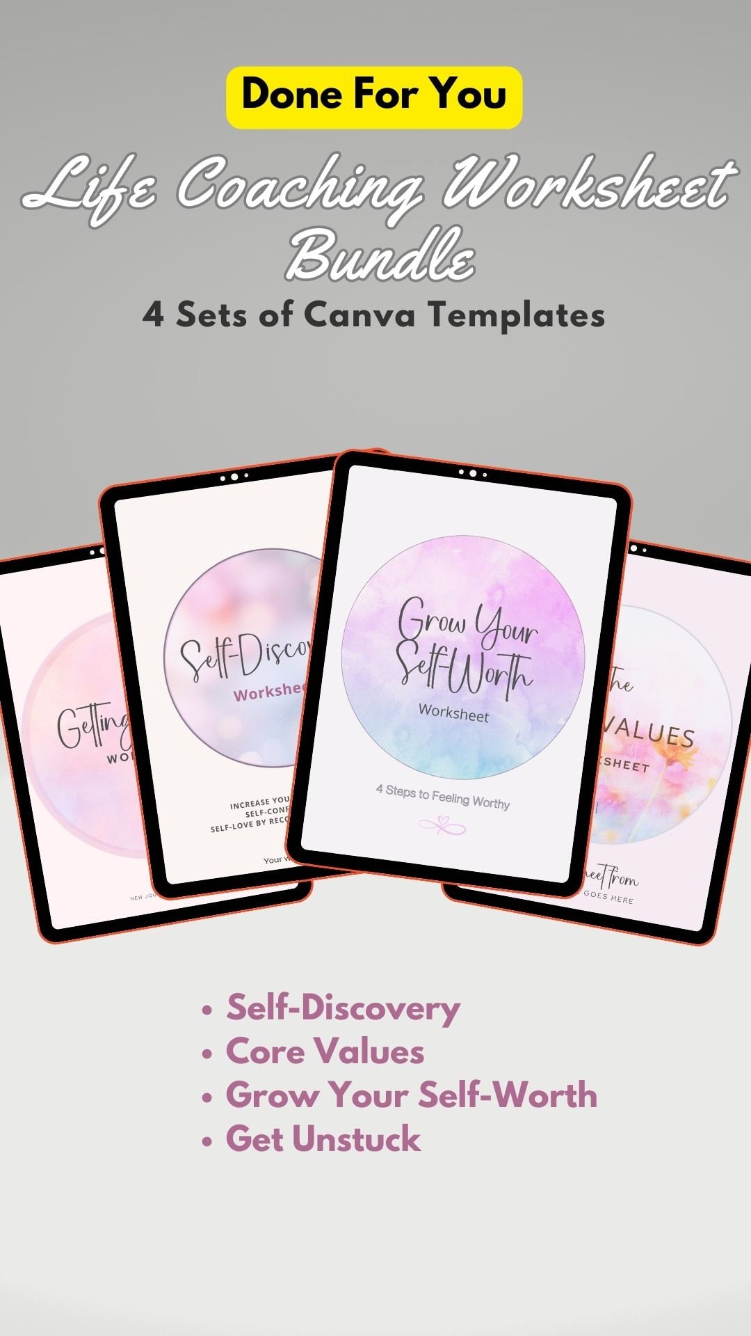 Done for You Coach Worksheet Bundle Canva Template Self-growth ...