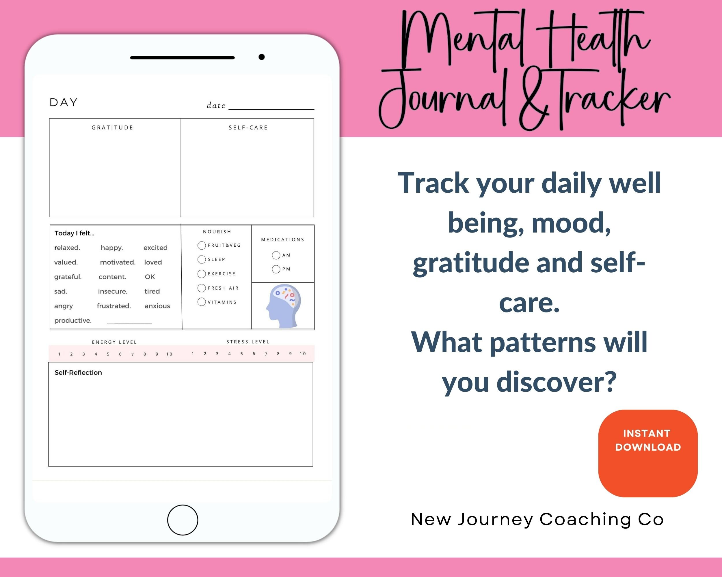 Mental Health Journal Tracker Daily Check in Mental Wellness Therapy ...